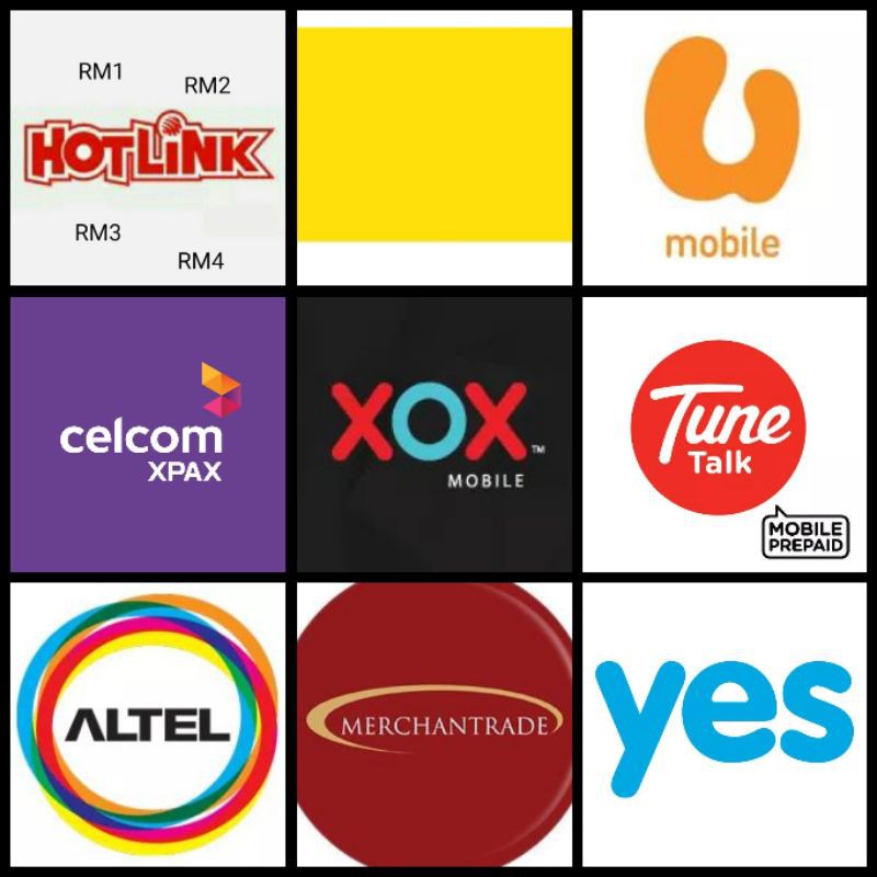 All telco prepaid reload reloads topup top up maxis hotlink umobile u mobile celcom xpax ...
