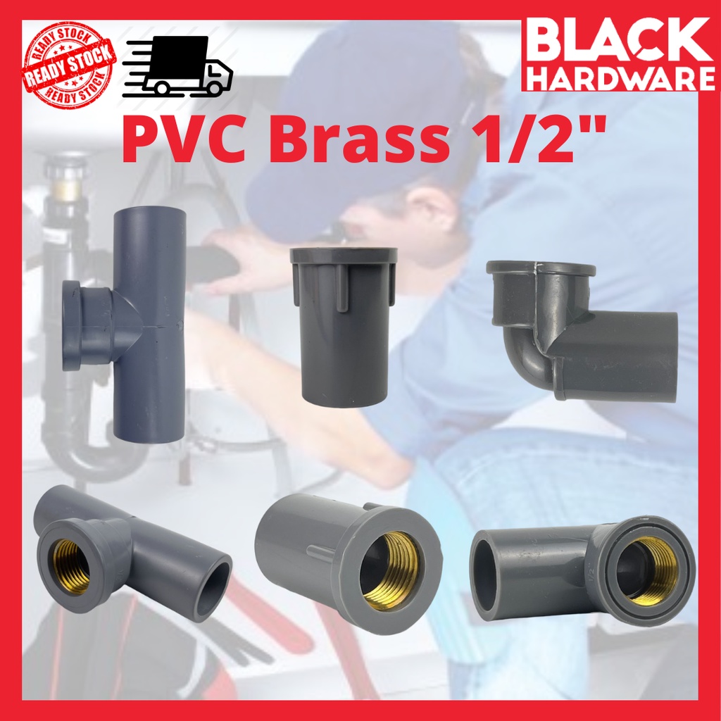 Black Hardware PVC P T Brass Thread Tee Elbow Socket Insider Pipe ...