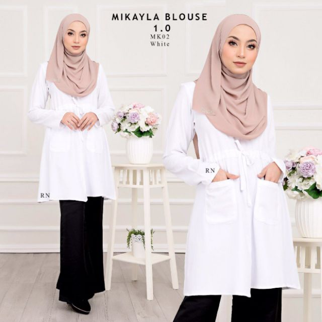 Blouse Labuh Muslimah Mikayla Blouse Kemeja Wanita Blouse Plain Tunic ...