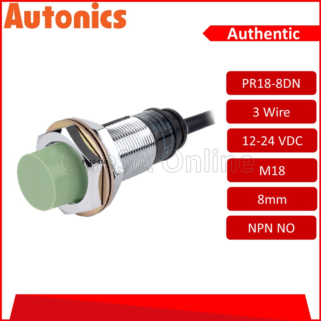 AUTONICS PROXIMITY SENSOR M18 8MM DC3 WIRE NPN NO(PR18-8DN-D12-24) | Shopee Malaysia