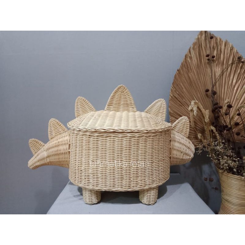Dino style animal rattan basket/dino rattan storage | Shopee Malaysia
