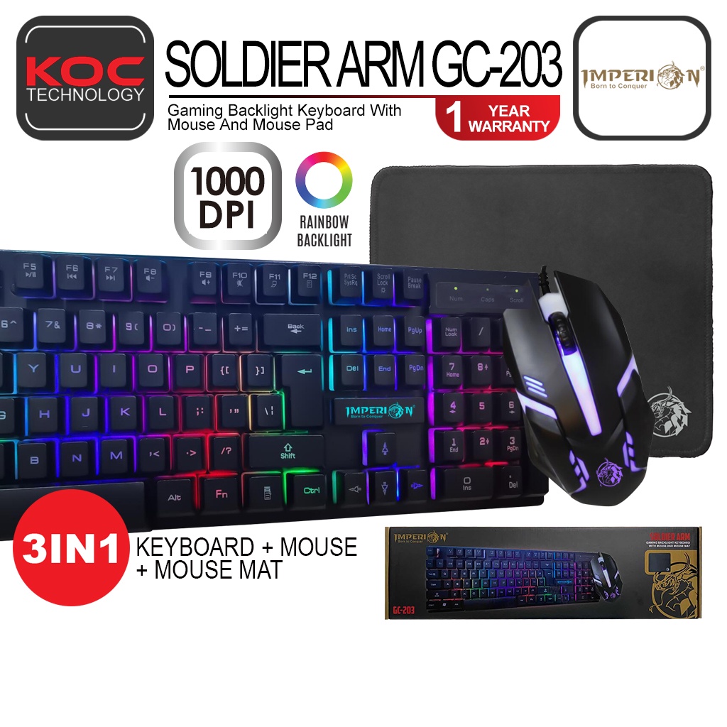 IMPERION GC203 SOLDIER ARM 3 IN 1 Set COMBO USB (KEYBOARD + MOUSE ...