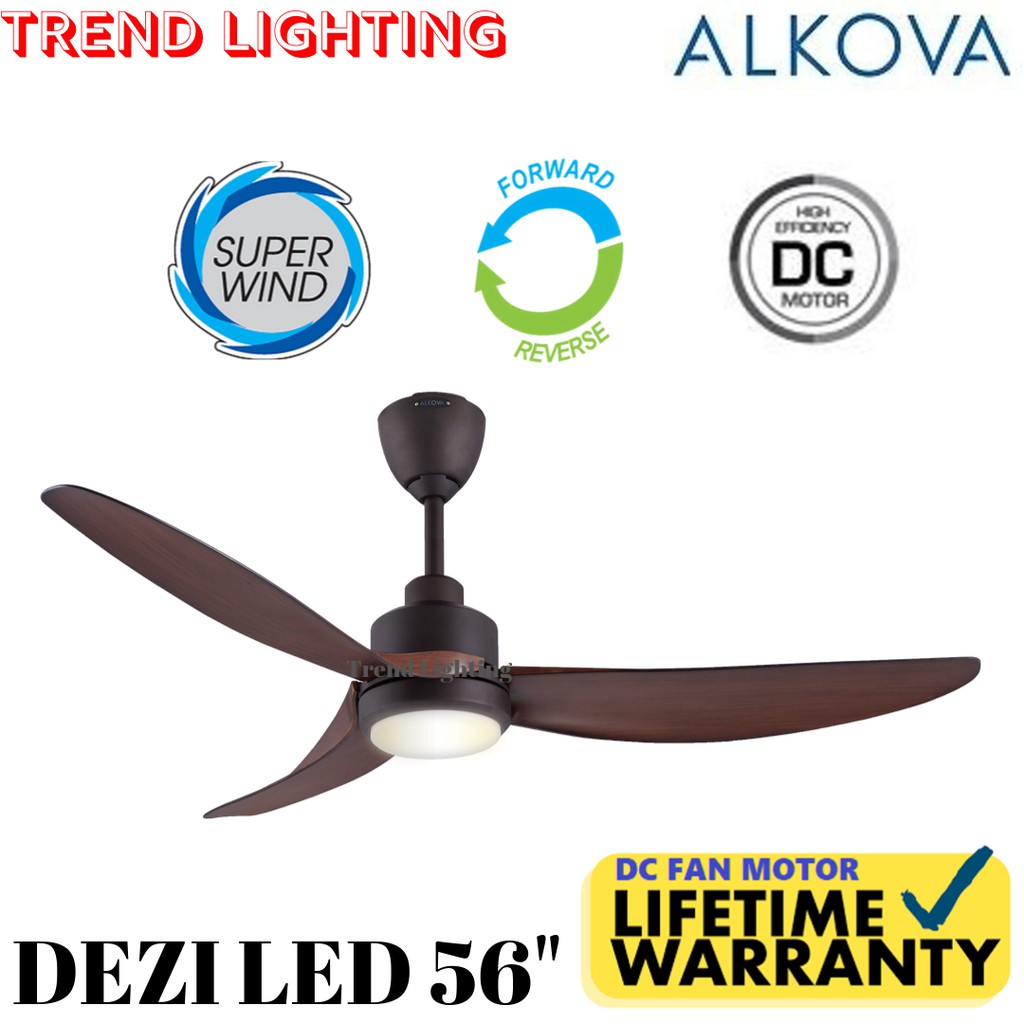 Alpha Alkova DEZI LED 56" DC Motor Ceiling Fan with 3 Blades - 8 Speed ...