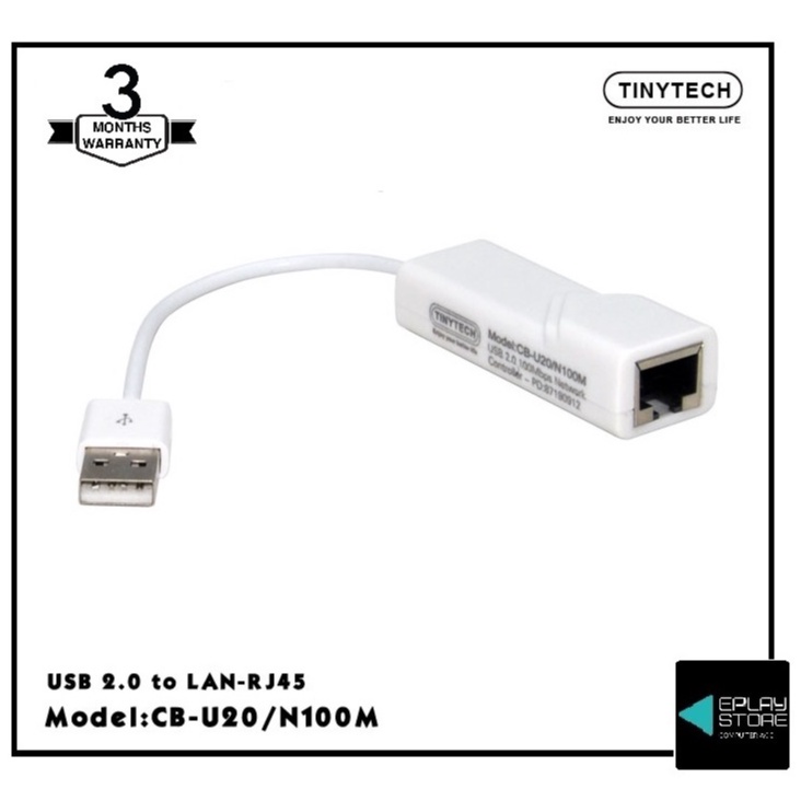 TINYTECH CB-U20/N100M USB 2.0 TO LAN-RJ45 Dongle [READY STOCK] | Shopee ...