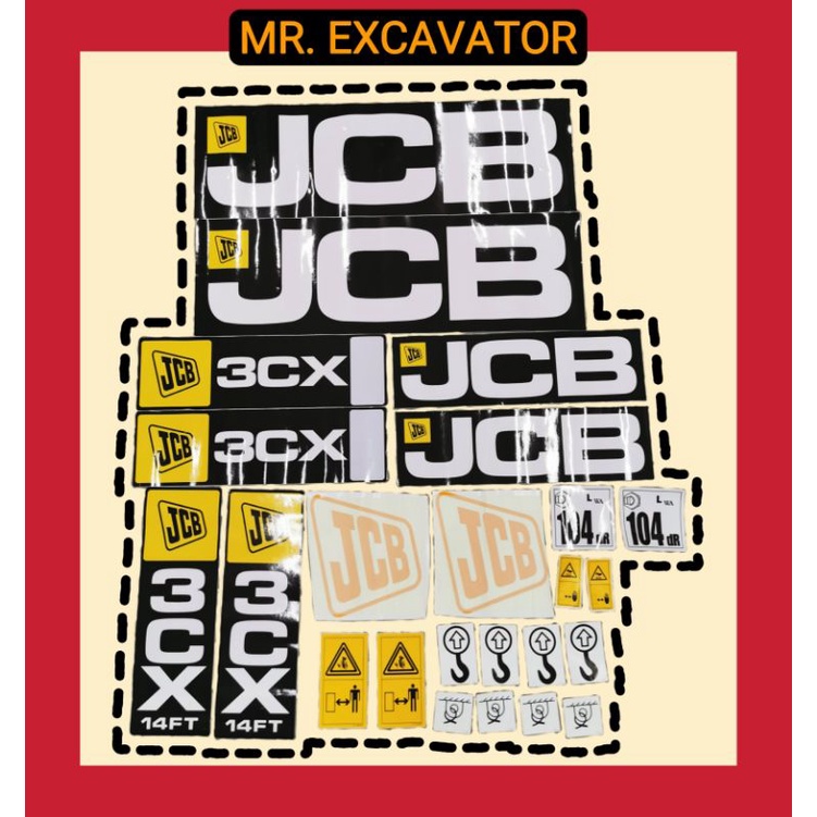 JCB 3CX Backhoe Loader Sticker Mesin Stiker 泥机贴纸 (1 Set) | Shopee Malaysia