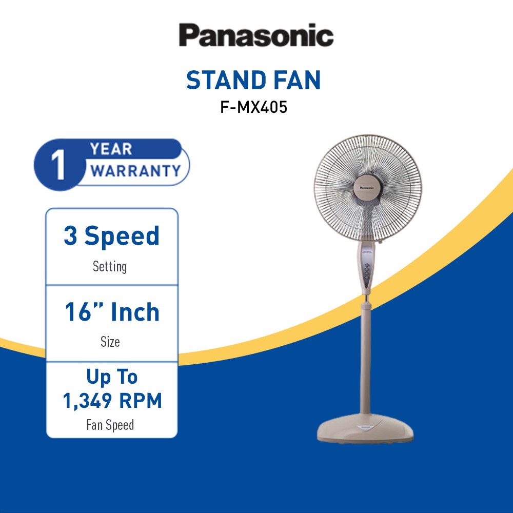 Panasonic Stand Fan 3-Speed On/Off Powerful Cooling Low Noise (16") F ...
