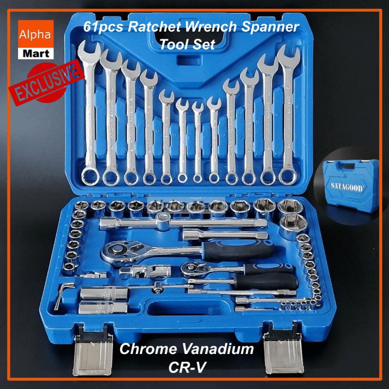 ALPHA PREMIUM Black 61pcs Ratchet Wrench Spanner Socket Premium Tool ...