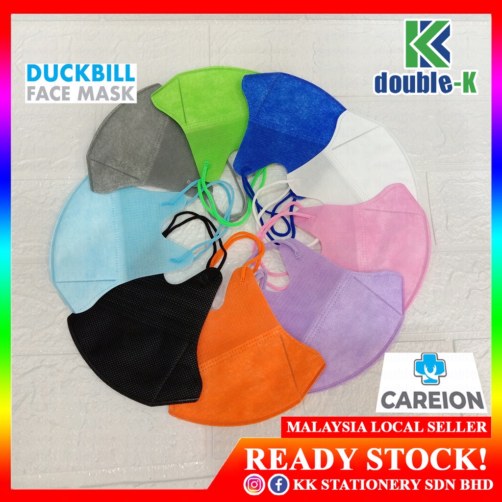 CAREION Duckbill 3D Face Mask Disposable Ear-loop 4PLY - 16 Colours ...