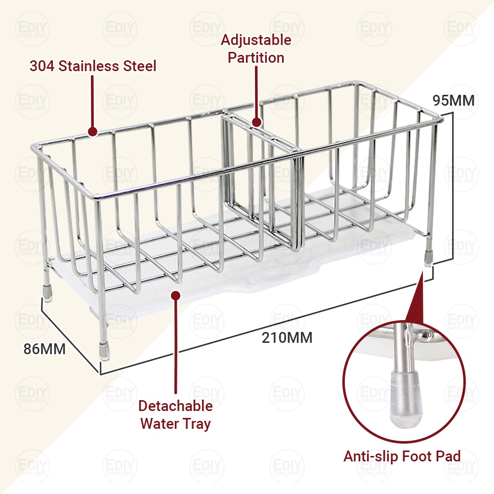 【ANTI RUST / SUS 304 】 Stainless Steel Sponge Span Holder Rak sinki ...