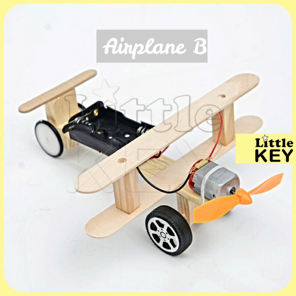 DIY Airplane Robotic Kids STEM Science Kit Wooden 3D Build Model ...