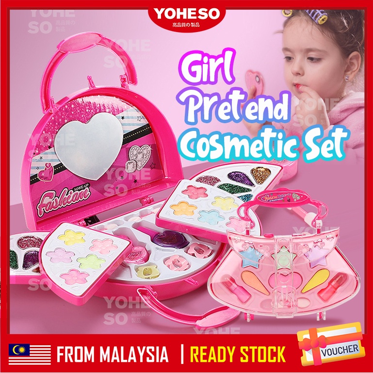 YOHESO Girl Pretend Cosmetic Set Girl Makeup Toy Portable Make Up Toys ...