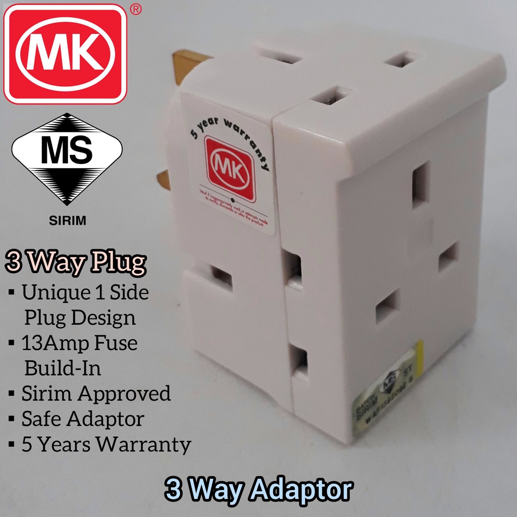 Genuine Super Heavy Duty MK 3 Way Adaptor For House Appliances ...