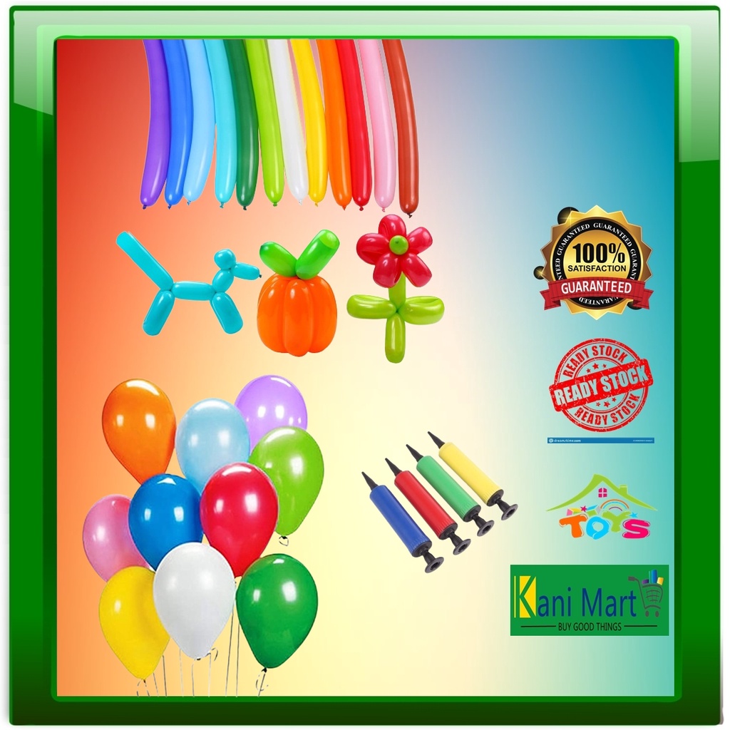 Ready stock latex Round Long Magic Balloons Pump set/party belon hari ...