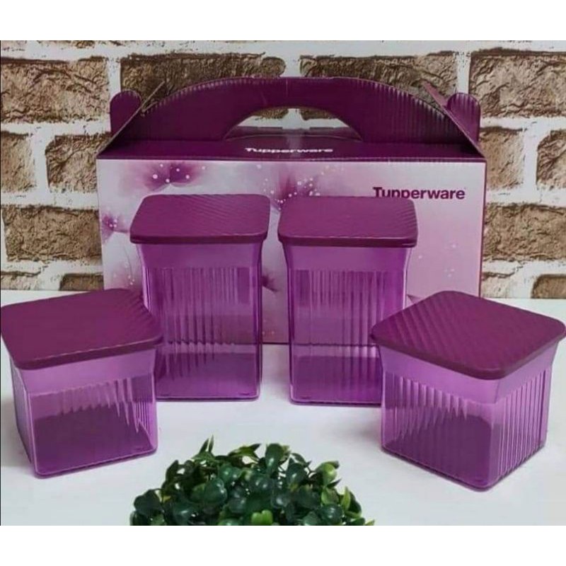 🔥READY STOK🔥[ORI 💯] Tupperware Elegant Square Set Purple 510ml 800ml ...