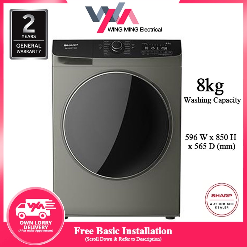 Sharp Front Load Washer Dryer Wash (8KG/10KG/10KGWash)(7KG Dryer) Washing Machine/Mesin Basuh ...