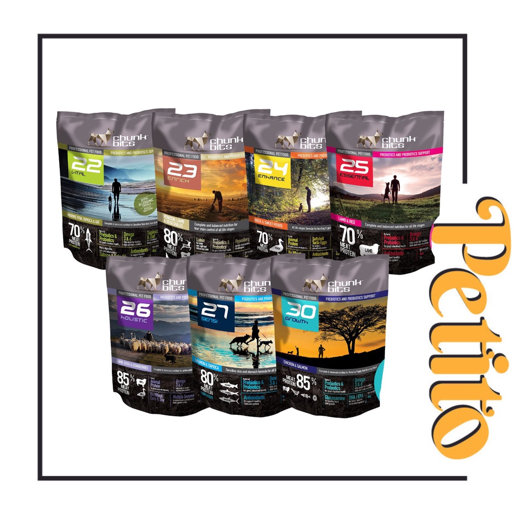 FREE SHIPPING Chunk Bits Dog Food 4KG- Vital22/ Enrich23/ Enhance24 ...