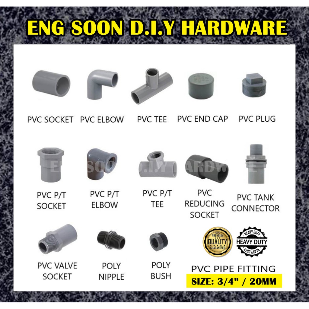 [READY STOCKS] 20mm ( 3/4 " ) Brand New Quality PVC Pipe Fittings / Penyambung Paip Plastik PVC ...