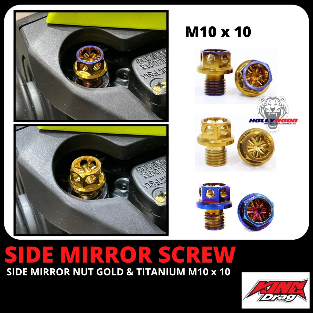 SCREW SIDE MIRROR SKRU HONDA SYM 2PCS SIDE MIROR NUT TITANIUM HONDA EX5 ...