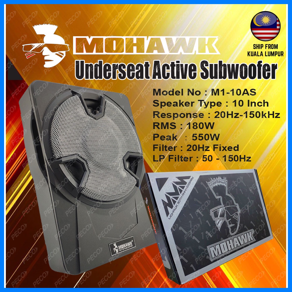 MOHAWK SERIES M1-9AS / M1-10AS Underseat Car Active Subwoofer Woofer ...