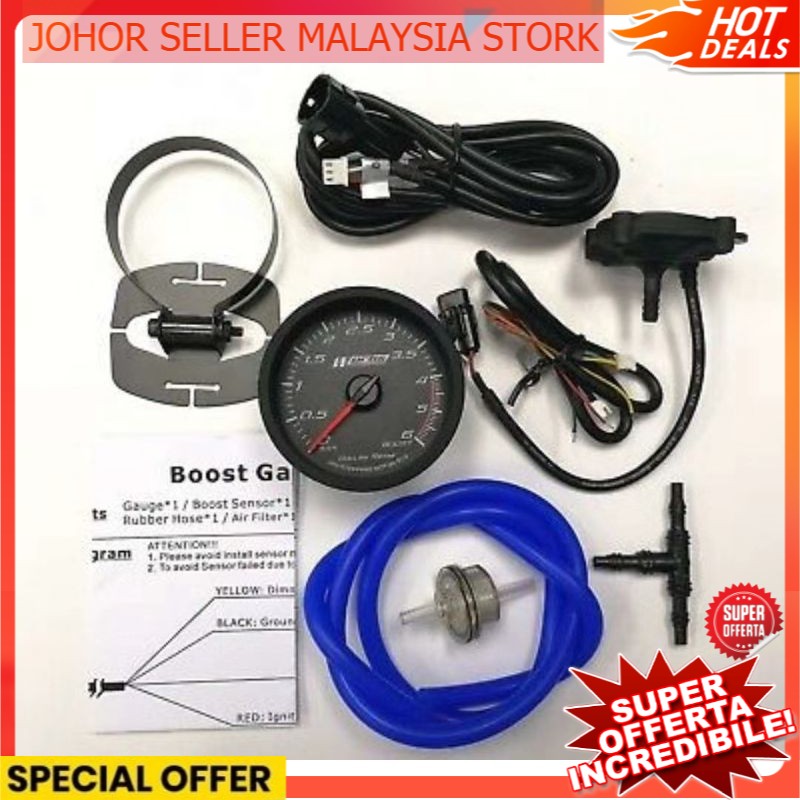 Lcd Digital Display LED Water Temperature Oil Temp 3 Bar Boost Press ...