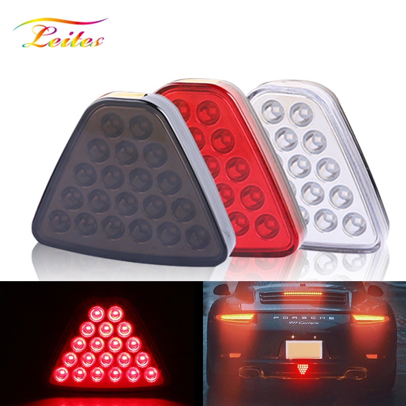 12V F1 Style Universal Led Brake Stop Light Triangle 20 LED Rear Tail Light Reverse Safety ...