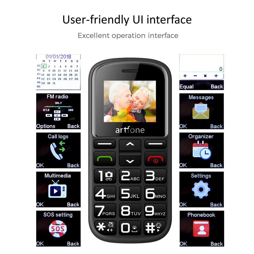 ARTFONE 2G Network,Big Keypad Senior Phone IN182,Speed Dial,Charging ...