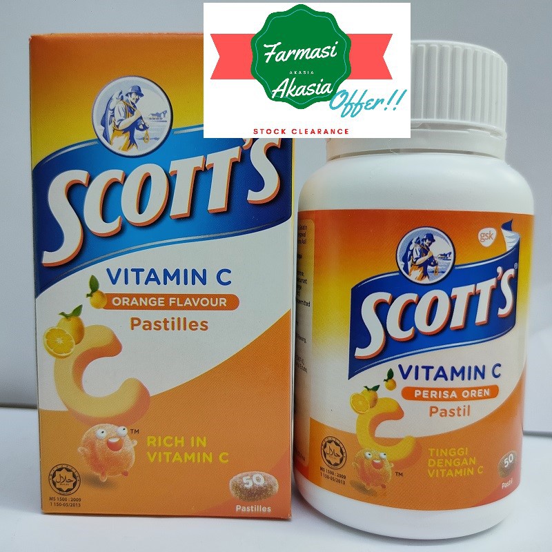 SCOTT'S VITAMIN C PASTILLES 50 BIJI/BOX WITH FLAVOUR : EXPIRED 11/2021 ...