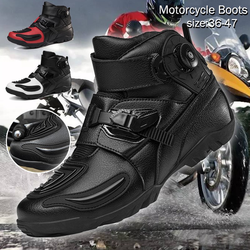 Fashion Street Motorcycle Boots Waterproof Leather Moto Boots Motocross ...