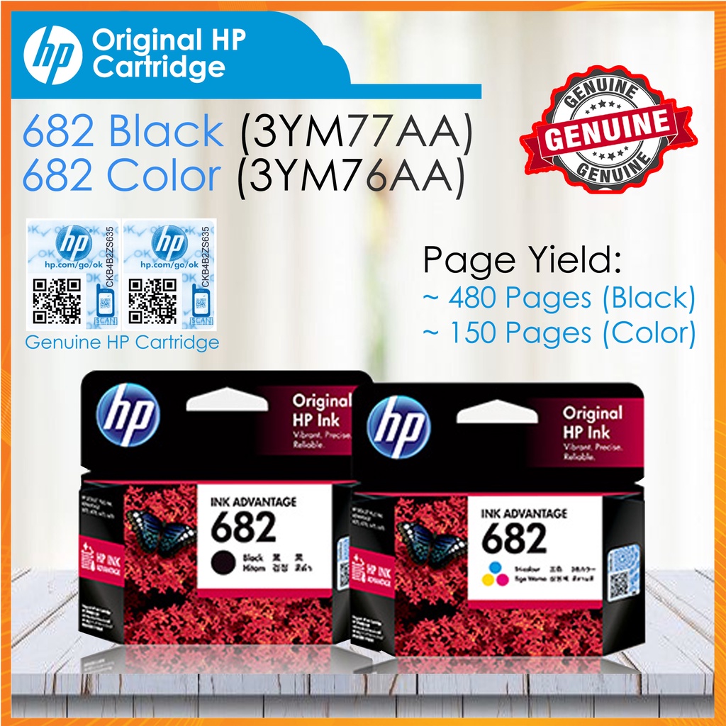 [GENUINE] HP Cartridge 682 Black & 682 Color (3YM76AA - Tri-Color ...