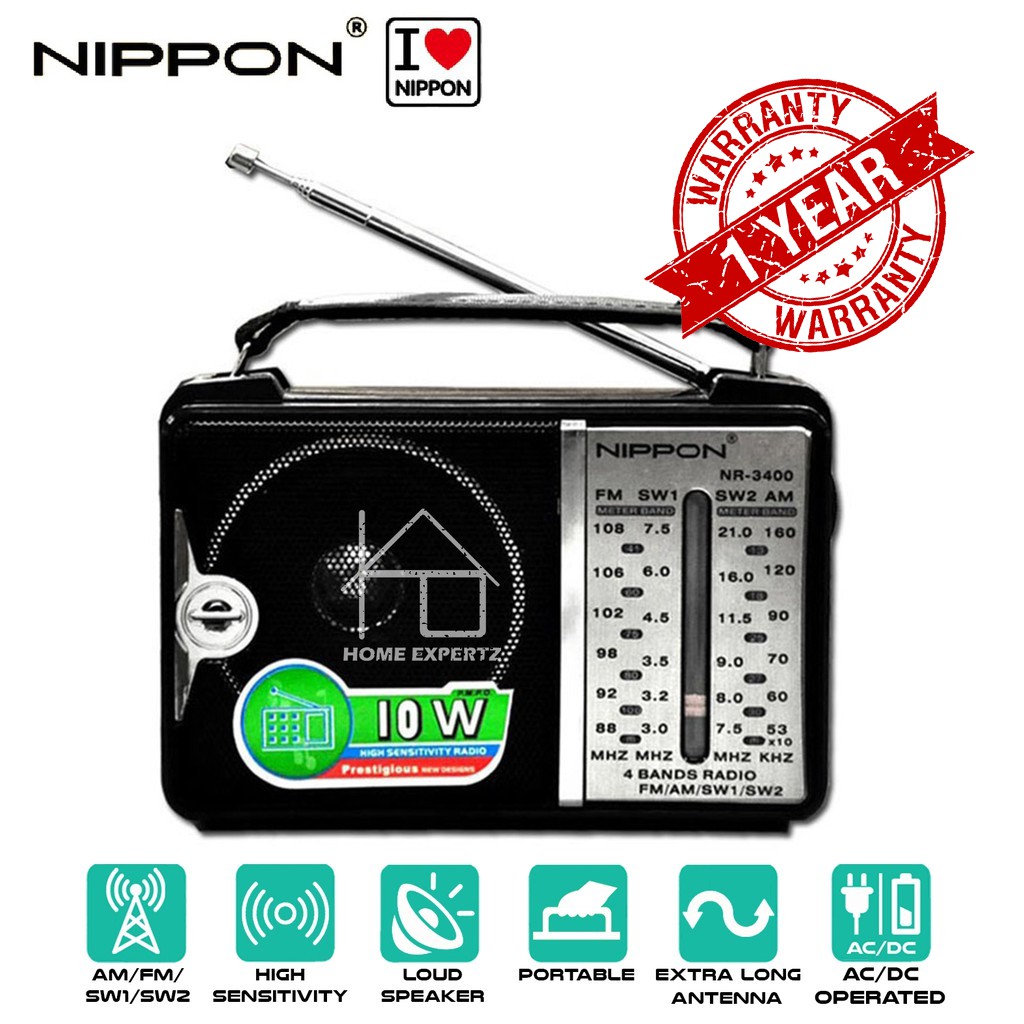 NIPPON 4 BAND RADIO AM FM SW1 SW2 | RADIO NIPPON 4 JALUR (NR-3400 ...