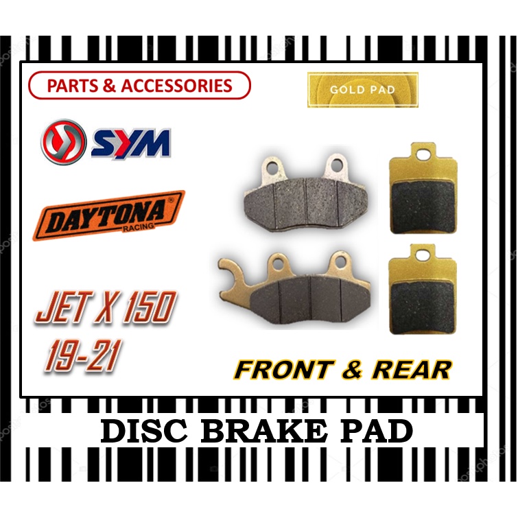 SYM JET X 150 BRAKE PADS SET FR0NT & REAR DAYTONA TYPE GOLD SCOOTER ...