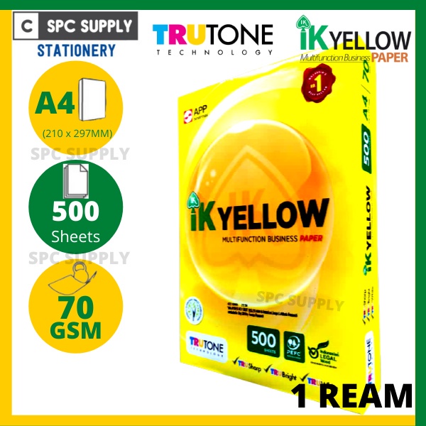IK Yellow A4 Paper 70gsm - 500 Sheets/Kertas A4 Paper Putih/Photostat Paper/Copier Paper ...