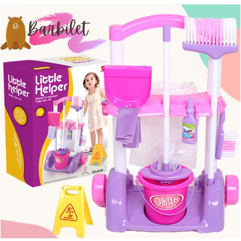 Vacuum Cleaner Playset Pretend Play Trolley Cleaning Kids Toy Mainan ...