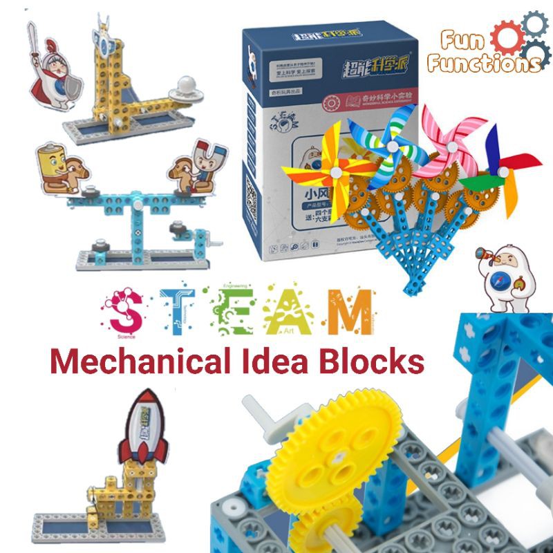 STEM Educational Mechanical Idea Blocks Children Playing Gear Toys ...
