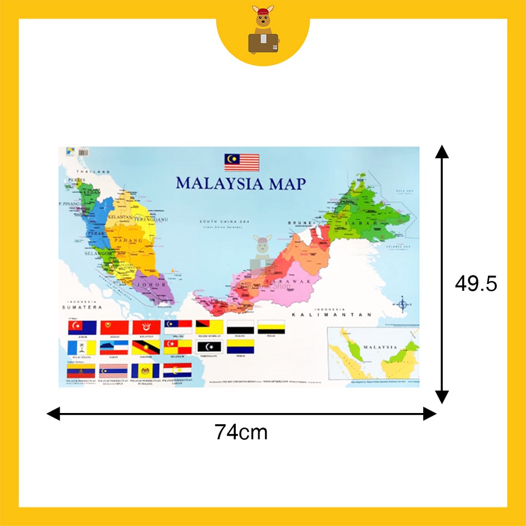 CAMPAP World Map Malaysia Map Poster Wall Chart Educational Peta Dunia ...