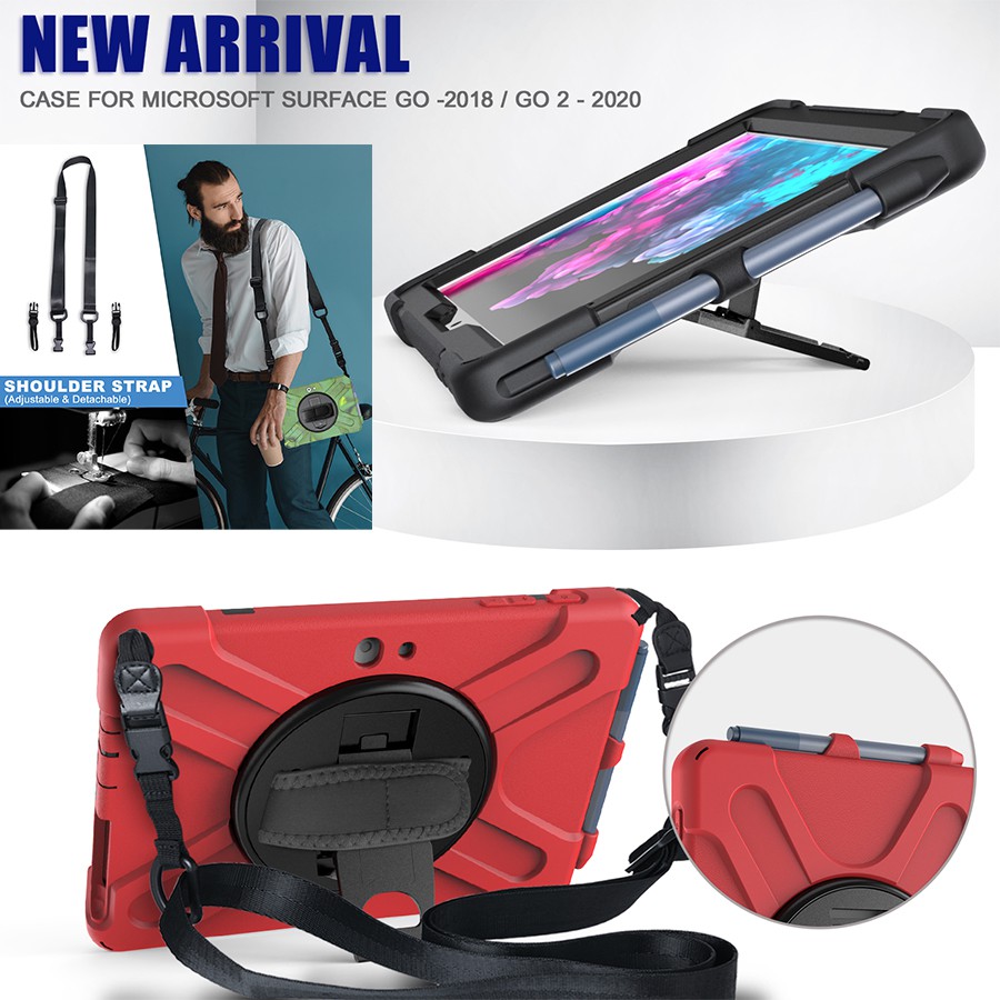 Microsoft Surface go 3 2021 2 case with pencil holder slot hand ...