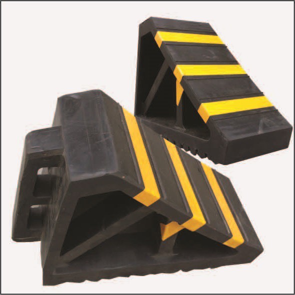 2PC RUBBER WHEEL CHOCK/WHEEL STOPPER WITH REFLECTIVE STICKER - 270 X ...