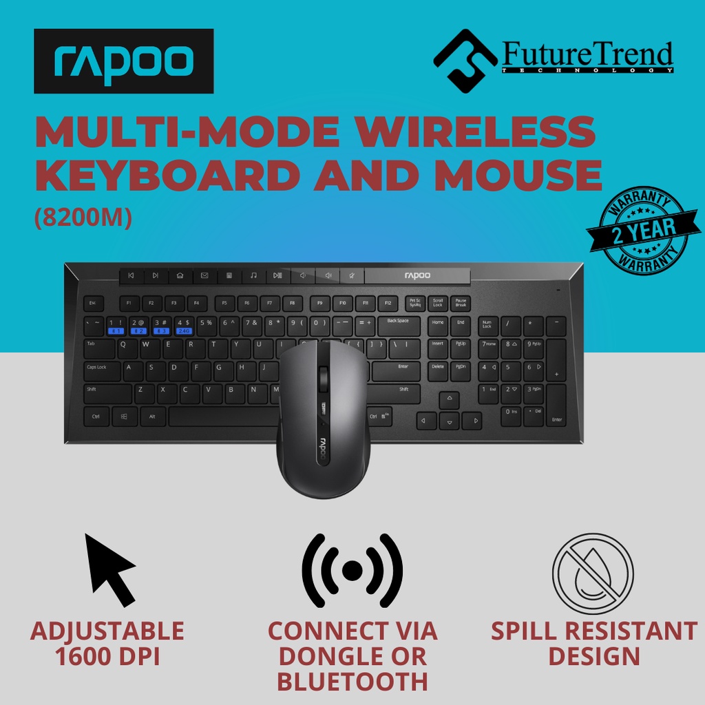 Rapoo 8200M Multi-mode Wireless Keyboard and Mouse | Shopee Malaysia