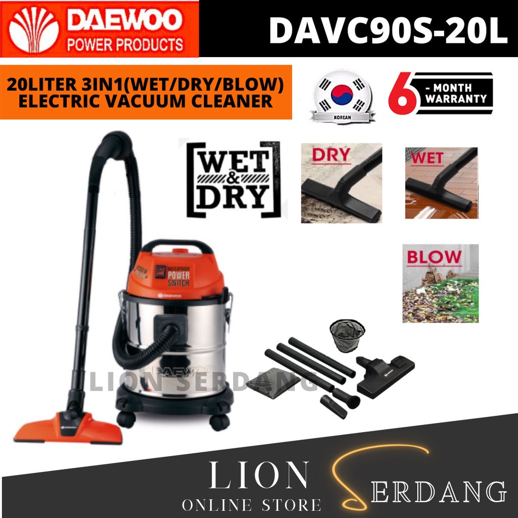 DAEWOO 1250W 20LITER 3IN1(WET/DRY/BLOW) ELECTRIC VACUUM CLEANER DAVC90S ...