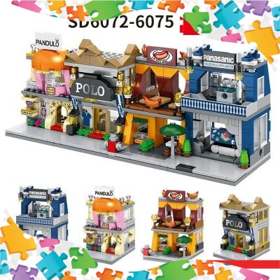 Sembo SD6072 6073 6074 6075 [4 in 1] Building Street Combo Block Brick ...