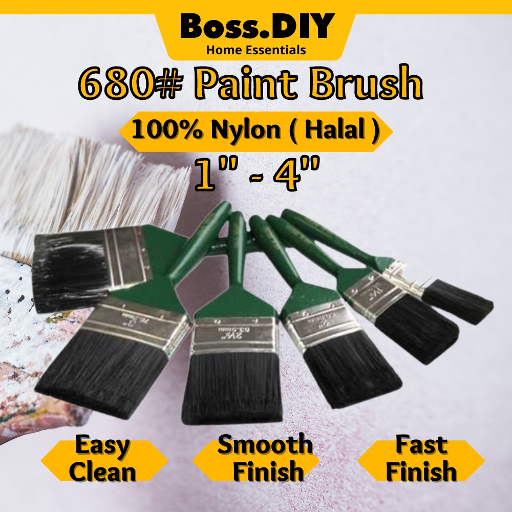 680# Halal Nylon Synthetic Fiber Paint Brush Berus Cat Nilon 1" 1.5" 2" 2.5" 3" 4" | Shopee Malaysia