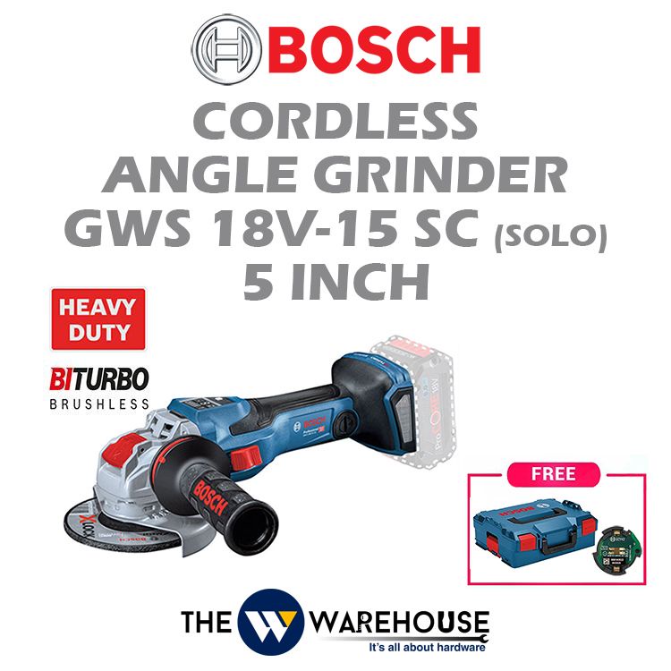 Bosch GWS 18V-15 SC 5 inch Cordless Angle Grinder Biturbo GWS18V-15SC ...