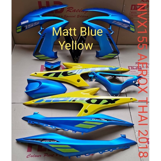 COVERSET NVX 155 AEROX 2018 MATT BLUE YELLOW HLD HONLID THAI DESIGN ...