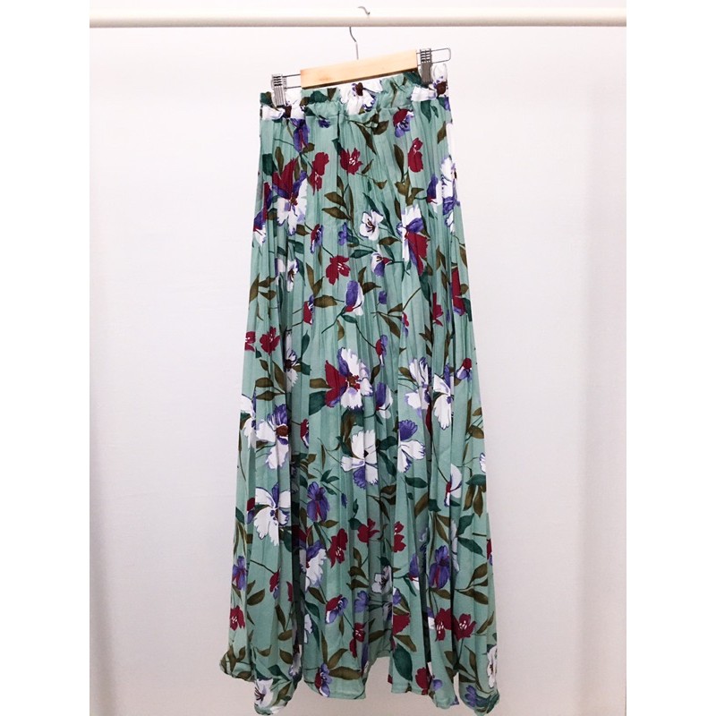 Pleated Skirt Corak Bunga | Shopee Malaysia