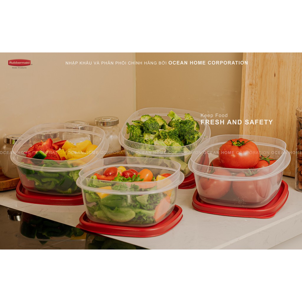 Set of 4 high quality virgin plastic food containers (1.2L) with lid ...