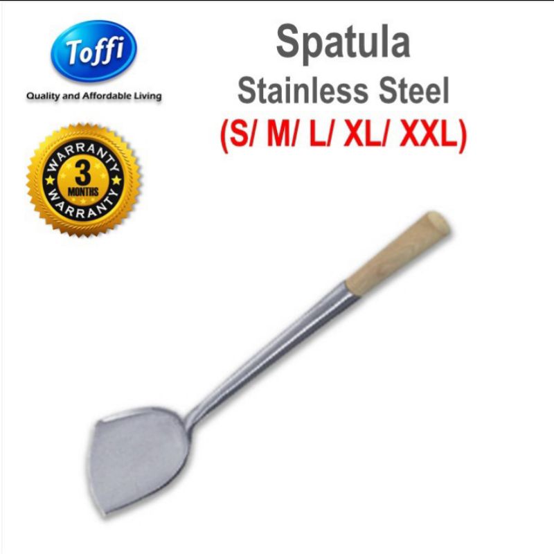 (READY STOCK) 🔥TOFFI Spatula Stainless Steel Wooden Handle/ Sudip Besi ...