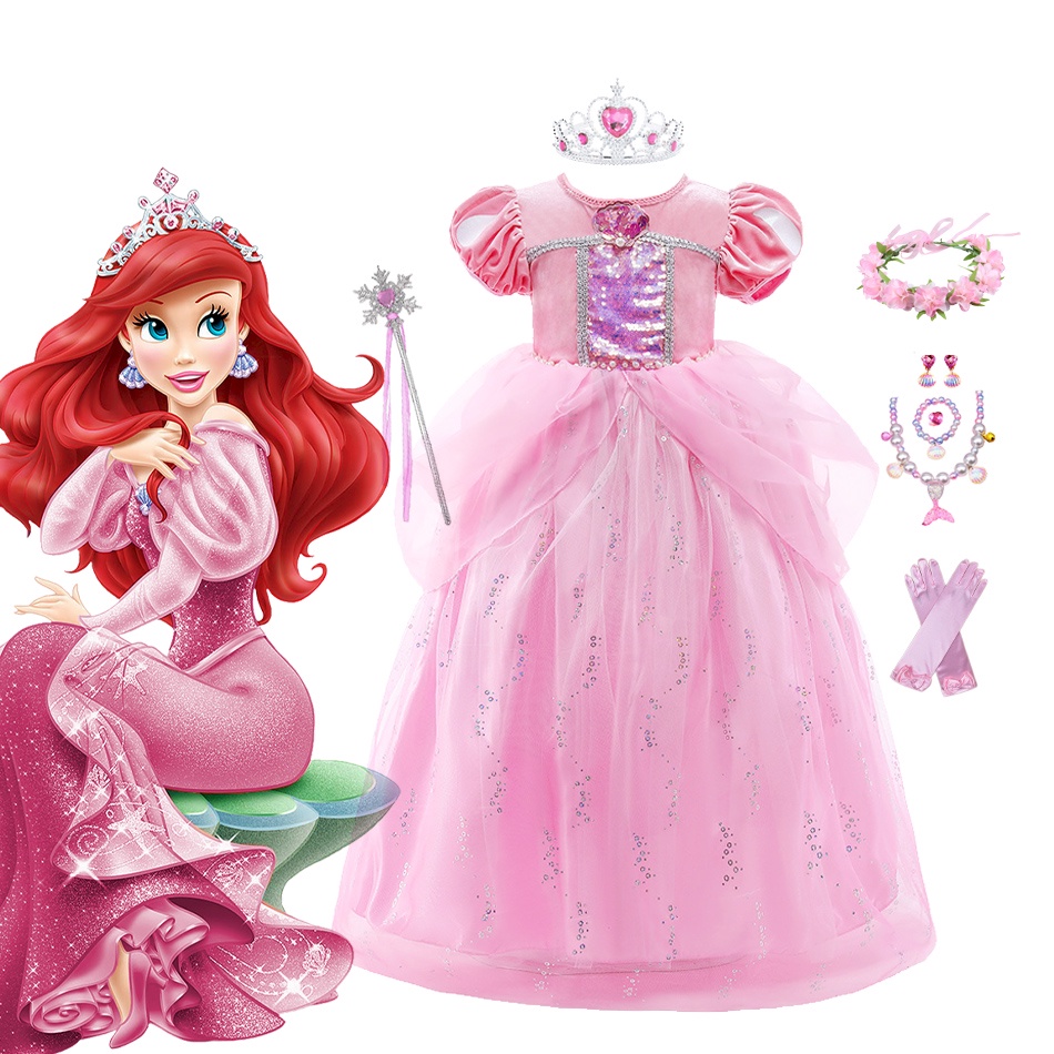 Princess Ariel Party Ball Gown for Girls The Little Mermaid Deluxe ...