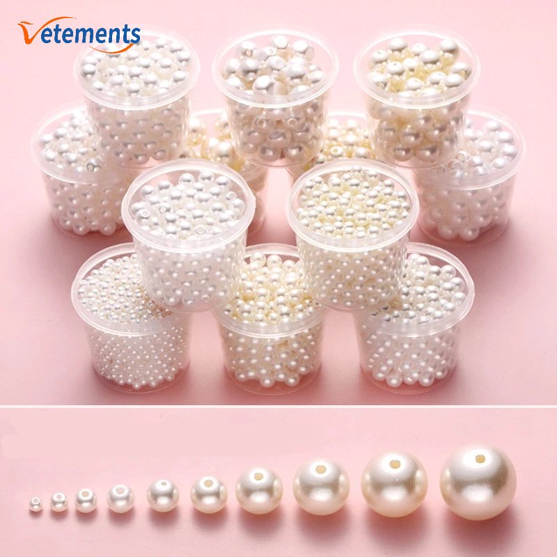 [VES] 50-400Pcs/Bag 3-12mm DIY White Beige Imitation Pearl Beads ...