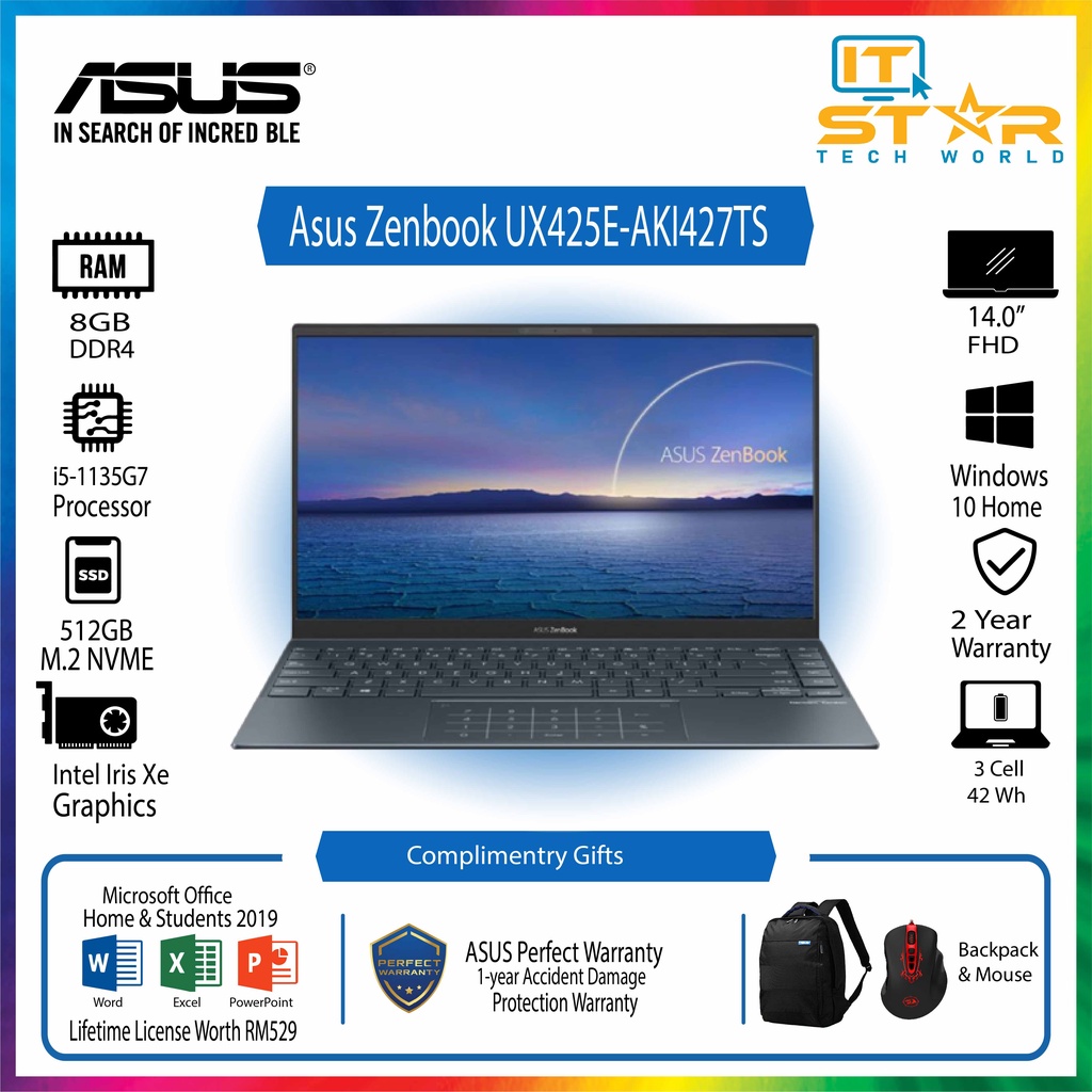 ASUS ZenBook 14 UX425E-ABM067TS–Intel i5-1135G7 |Ram 8GB |512GB SSD ...