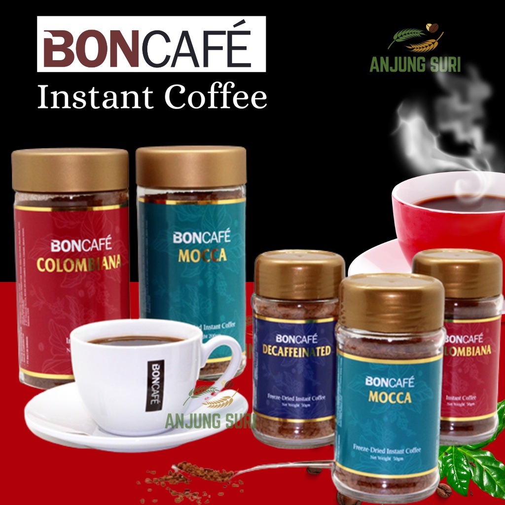 BonCafe Instant Gourmet Coffee Mocha Decaffeinated Colombiana Coffee Bon Cafe Kopi Segera ...